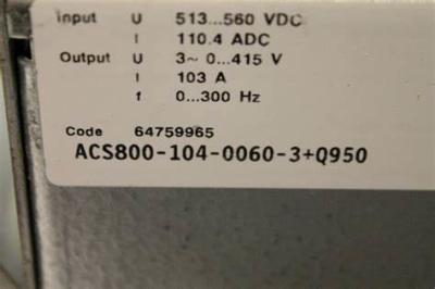 China ACS800-104-0125-3+Q950 Abb Frequency Converter 400V 25 kVA / + AGPS-01 34 kg for sale