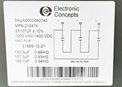 China 3AUA0000090743 107UF/1000VAC FILM CAPACITOR MP9-21247K DRIVES PARTS for sale
