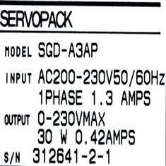 China SGD-A3AP Yaskawa Servo Drive Input 1.3 AMPS SERVOPACK 50/60hz One Phase for sale