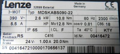 China LENZE MDFKABS090-22 Electric Motor General Purpose  Rated power 15KW for sale