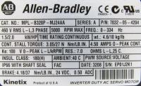 China ALLEN-BRADLEY MPL-B320P-MJ22AA Kinetix MPL Low-inertia Servo Motor for sale