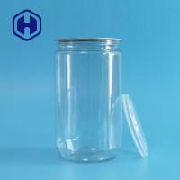 China 30oz 900ml Airtight Transparent PET Plastic Can for Fruit Candies for sale