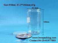 China Food Grade 307# 930ml Clear Plastic PET Cans Airtight Packaging for Organic Almond Flour for sale