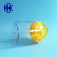 China 120mm Round PET Straight Sided Plastic Jar 1380ml 47oz with Lid Handle Food Grade Transparent for sale