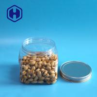 China BPA Free 1000ml PET Square Plastic Jar with Aluminum Lid Airtight Food Storage for sale