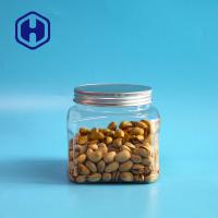 China BPA Free 1000ml PET Square Plastic Jar with Aluminum Lid Airtight Food Storage for sale