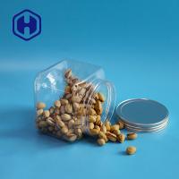China BPA Free 1000ml PET Square Plastic Jar with Aluminum Lid Airtight Food Storage for sale