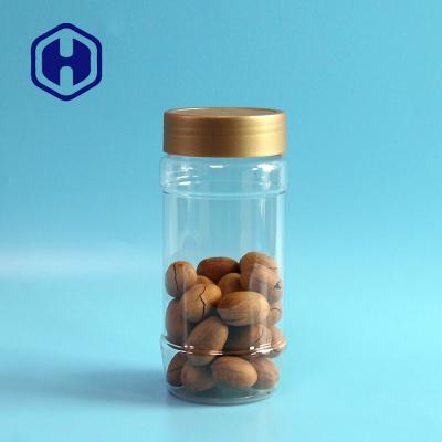 China 1000ml Transparent PET Jar with Gold Screw Top for Snacks Coffee Beans for sale