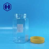 China Bulk 670ml Transparent Hexagon Wide Mouth PET Plastic Food Packaging Jar with Lid for sale
