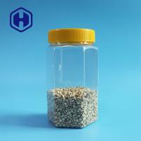 China Bulk 670ml Transparent Hexagon Wide Mouth PET Plastic Food Packaging Jar with Lid for sale