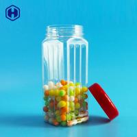 China PET Square Jar 560ml 171mm Height Bulk Nuts Cashews Scented Tea Dried Vegetable Plastic Cover for sale
