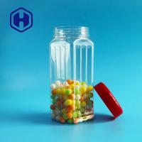 China PET Square Jar 560ml 171mm Height Bulk Nuts Cashews Scented Tea Dried Vegetable Plastic Cover for sale