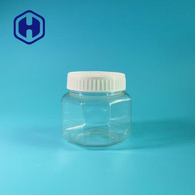 China Small Hexagonal 190ml Empty Plastic Food Jars with Lids for Sweets Peanuts Rice Beans Packing for sale
