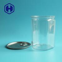 China Hexagonal 520ml Bpa Free Easy Open PET Empty Plastic Can For Food Bulk Packaging for sale