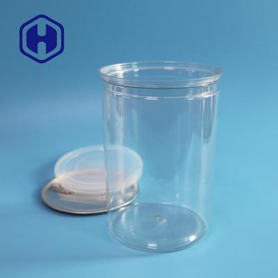 China 1000ml Transparent PET Plastic Food Can with Aluminum EOE Lid for Popcorn Packaging for sale