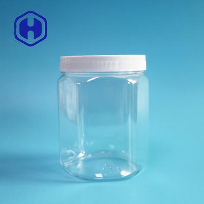 China 630ml Hexagonal Biscuit Plastic PET Jars Wide Mouth 87mm Diameter for sale