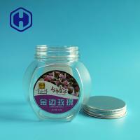 China Clear PET Plastic Jars 12oz 365ml with Aluminum Cover for Dry Flowers Nuts Food Packaging for sale