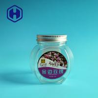 China Clear PET Plastic Jars 12oz 365ml with Aluminum Cover for Dry Flowers Nuts Food Packaging for sale
