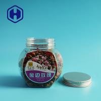 China Clear PET Plastic Jars 12oz 365ml with Aluminum Cover for Dry Flowers Nuts Food Packaging for sale