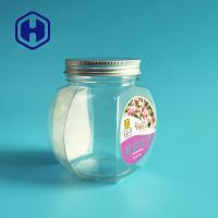 China Clear PET Plastic Jars 12oz 365ml with Aluminum Cover for Dry Flowers Nuts Food Packaging for sale