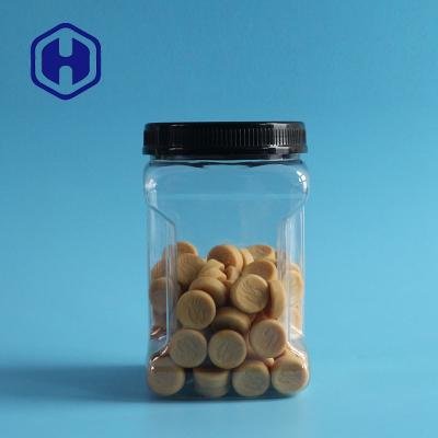 China 850ml BPA Free Square Plastic Grip Jar with Lid PET Food Packaging 28oz for sale