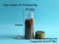 China BPA Free 1136ml PET Plastic Jar with Long Lid for Dry Fruits Popcorn Packaging for sale