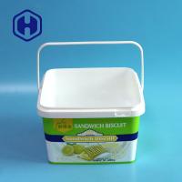 China Square 2L Plastic IML Container Eco Friendly Cracker Biscuit Packaging Box with Lid Handle for sale