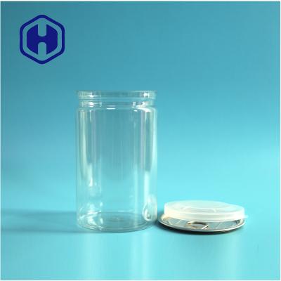 China Transparent PET Plastic Easy Open Can 480ml 16oz for Dry Fruits Spice Packaging for sale