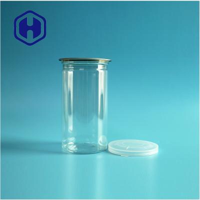 China 24oz 710ml Clear PET Plastic Can for Pet Food Snacks with Airtight Aluminum Lid for sale