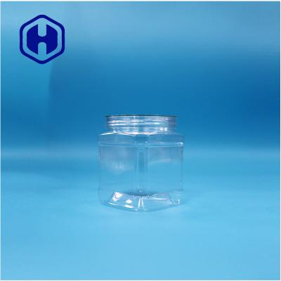 China 500ml Clear Square PET Plastic Food Jar with Screw Lid for Sugar Candy Cookies for sale