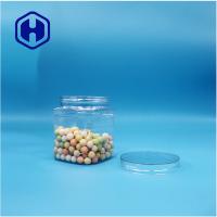 China 500ml Clear Square PET Plastic Food Jar with Screw Lid for Sugar Candy Cookies for sale