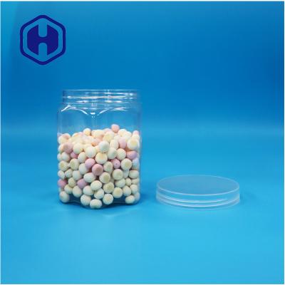 China Hexagonal PET Plastic Candy Jar 540ml 87mm Screw Lid Airtight Food Grade Container for sale