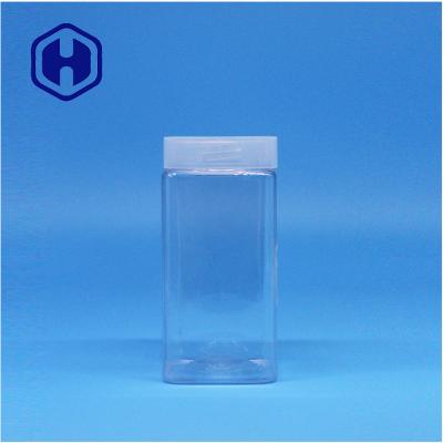 China Transparent Square PET Jars 455ml 56mm Screw Top Lid for Peanut Butter Jam for sale