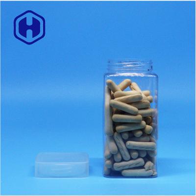 China Clear Square PET Plastic Jars 455ml 15.4oz with Flat Screw Top Lid for Food Packaging for sale