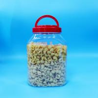 China Large Clear PET Plastic Food Jars 1800ml with Screw Handle Caps BPA Free Leak Proof for sale