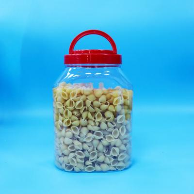 China Large Clear PET Plastic Food Jars 1800ml with Screw Handle Caps BPA Free Leak Proof for sale
