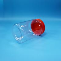 China Transparent PET Plastic Round Food Jar 400ml 98mm Diameter Red Screw Cap for sale
