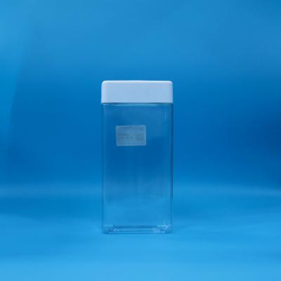 China PET Square Plastic Jar 2028ml 68.5oz with White Screw Lid for Candy Cookies Food Storage for sale