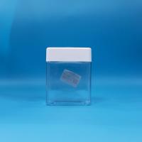 China Transparency PET Candy Snack Plastic Food Grade Square Jars Screw Top Lids for sale