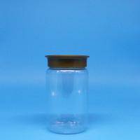 China Transparent Sealed Candy Biscuit PET Plastic Nut Food Tall Round Jars Screw Caps for sale