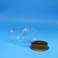 China Transparent Sealed Candy Biscuit PET Plastic Nut Food Tall Round Jars Screw Caps for sale