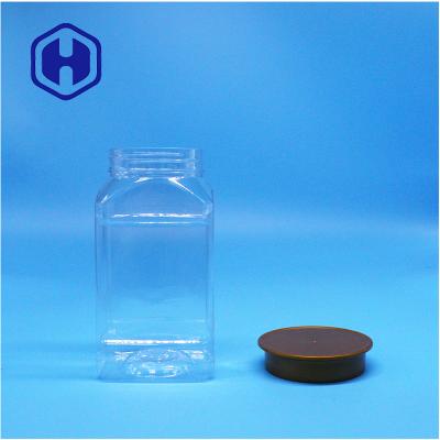 China Square Clear Plastic Peanut Butter Jars 523ml 60mm Screw Top Lid Food Grade PET for sale