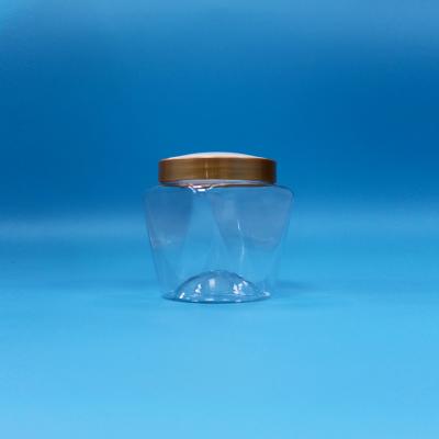 China Wide Mouth 450ml PET Food Grade Clear Jar with 83mm Screw Flat Lid BPA Free for sale