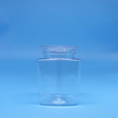 China Food Grade PET Triangle Shape Transparent Jar 300ml 60mm Neck Clear Lid for Candy Cookies for sale