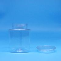 China Food Grade PET Triangle Shape Transparent Jar 300ml 60mm Neck Clear Lid for Candy Cookies for sale