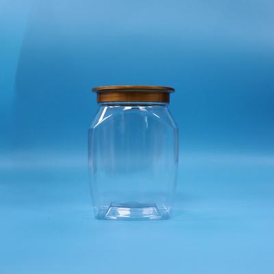 China Clear PET Food Storage Jar 940ml 85mm Neck Screw Lid Leak Proof Airtight Baby Food Candy Cookies for sale