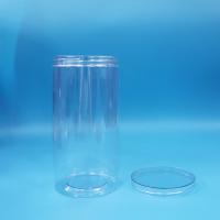 China Food Grade Clear PET Cylinder Round Plastic Candy Cookie Jar 102mm x 200mm 1450ml Screw Cap for sale