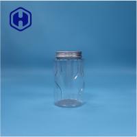 China Clear PET Round Jar 360ml 70mm Diameter Food Grade Candy Nut Container with Aluminium Lid for sale