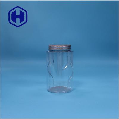 China Clear PET Round Jar 360ml 70mm Diameter Food Grade Candy Nut Container with Aluminium Lid for sale
