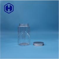 China Transparent Round Plastic PET Jar 360ml 56mm Food Grade Candy Container with Aluminium Lid for sale